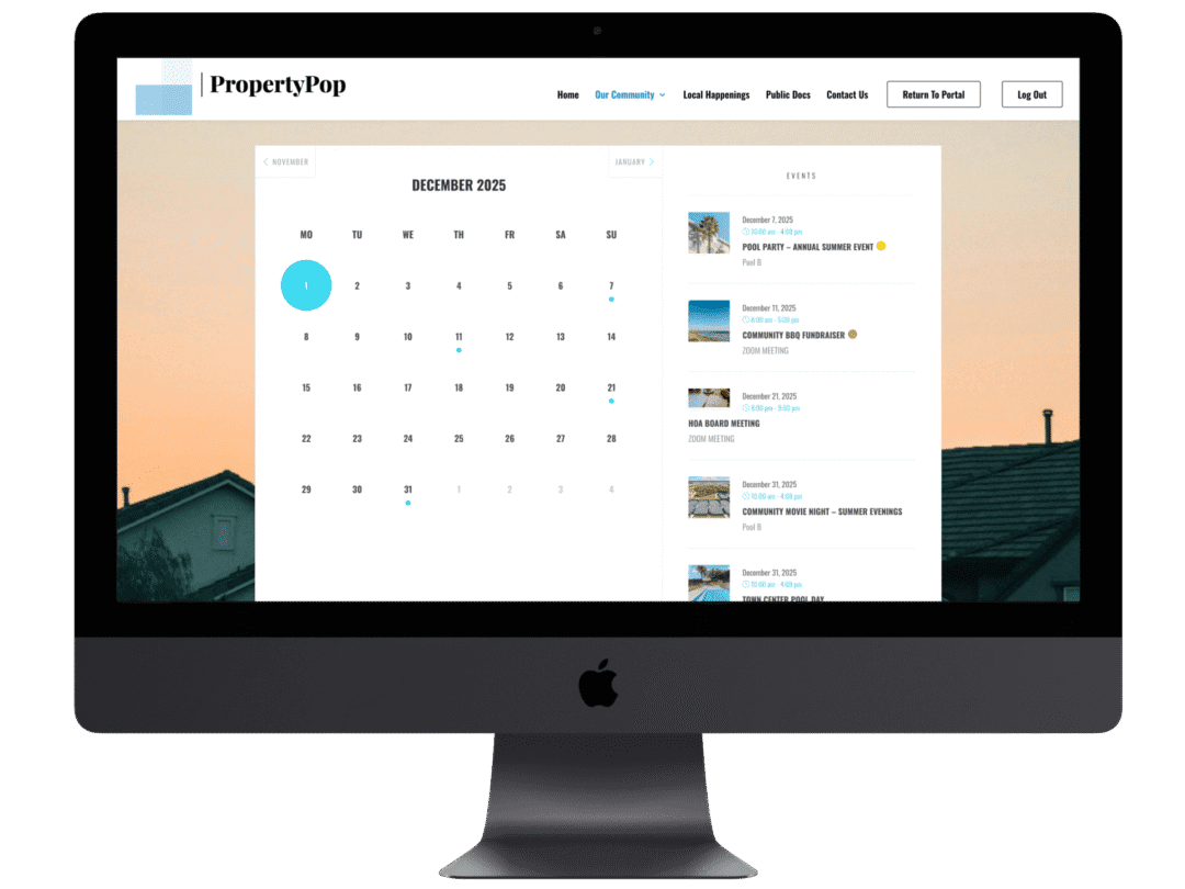 HOA Website Community Calendars - Property Pop
